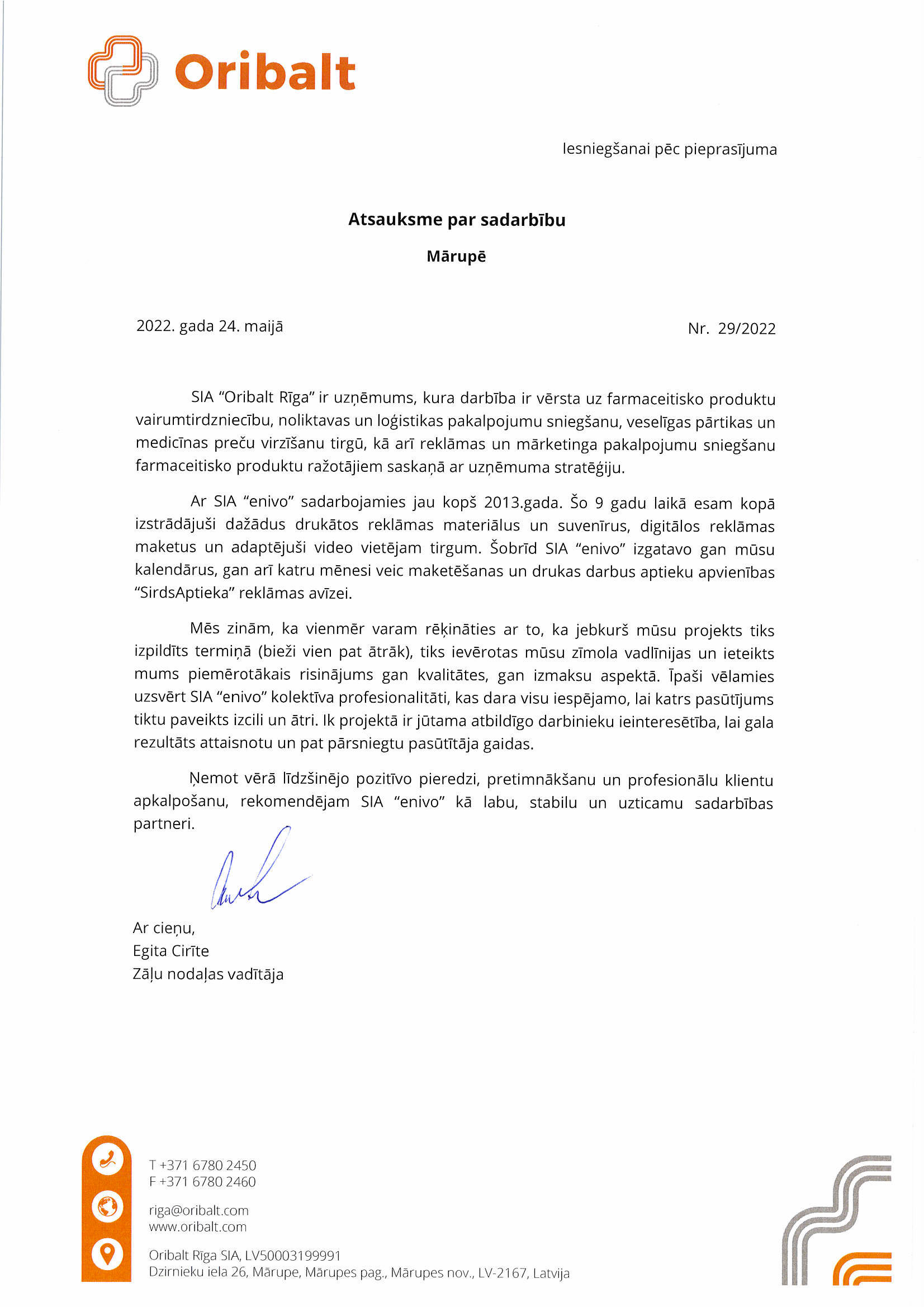 atsauksmes par reklāmas aģentūru enivo